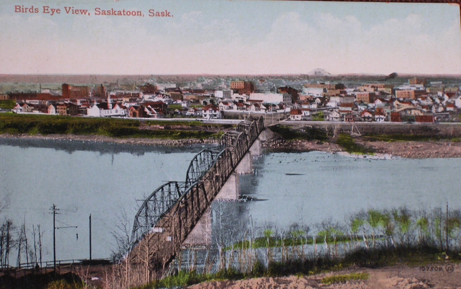 Saskatoon 1910 Traffic Bridge birds eye view of north side – Saskatoon ...